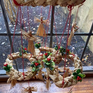 Large Vintage Scandinavian Christmas Straw Mobile, Scandinavian ...