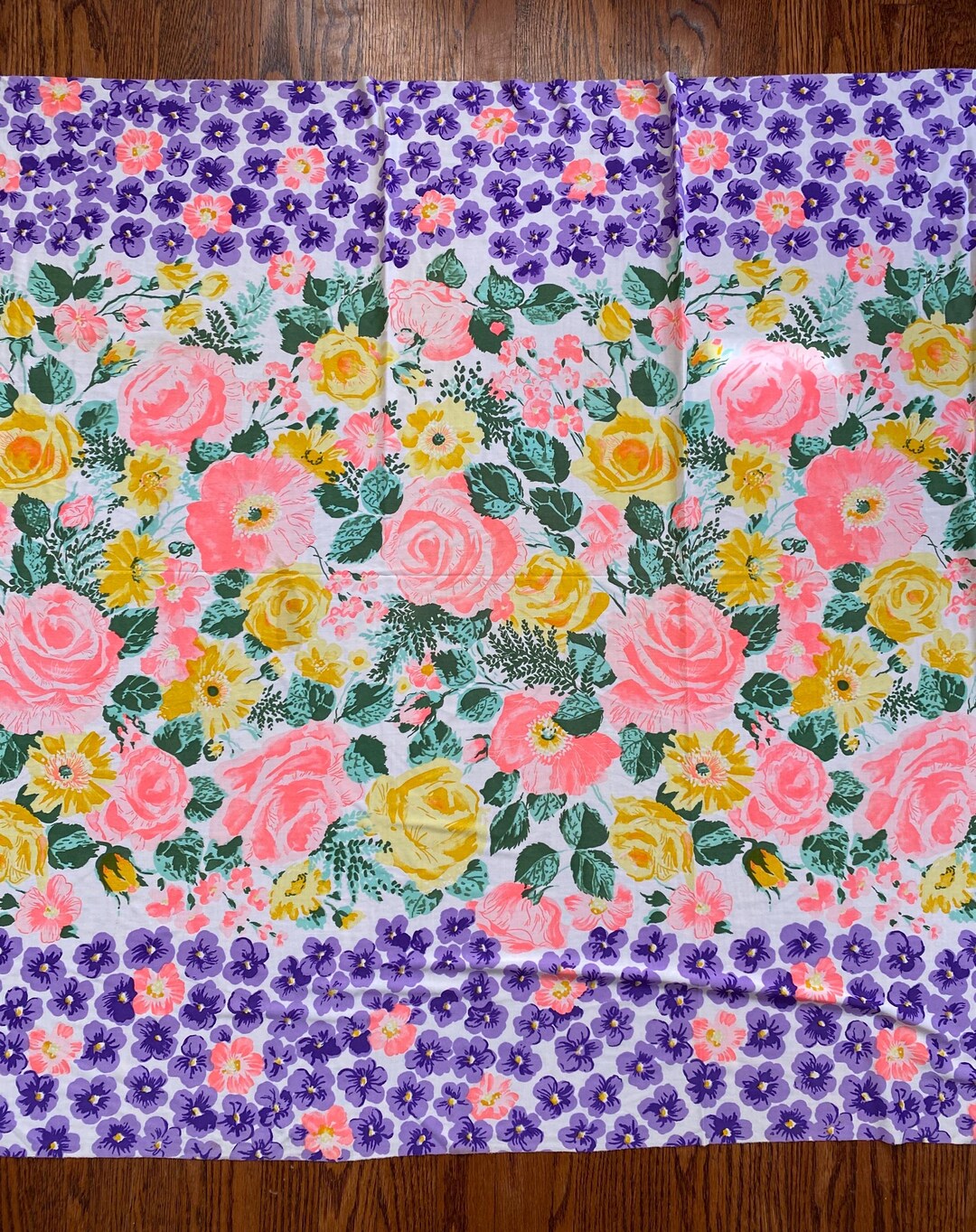110" Vintage Retro Rose Fabric, Vintage Fabric, Flower Fabric, Flower ...