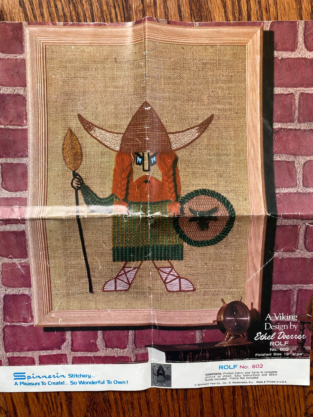 Pricedrop!1960s Spinnerin Rolf the Viking Needlework Kit, Needlepoint ...