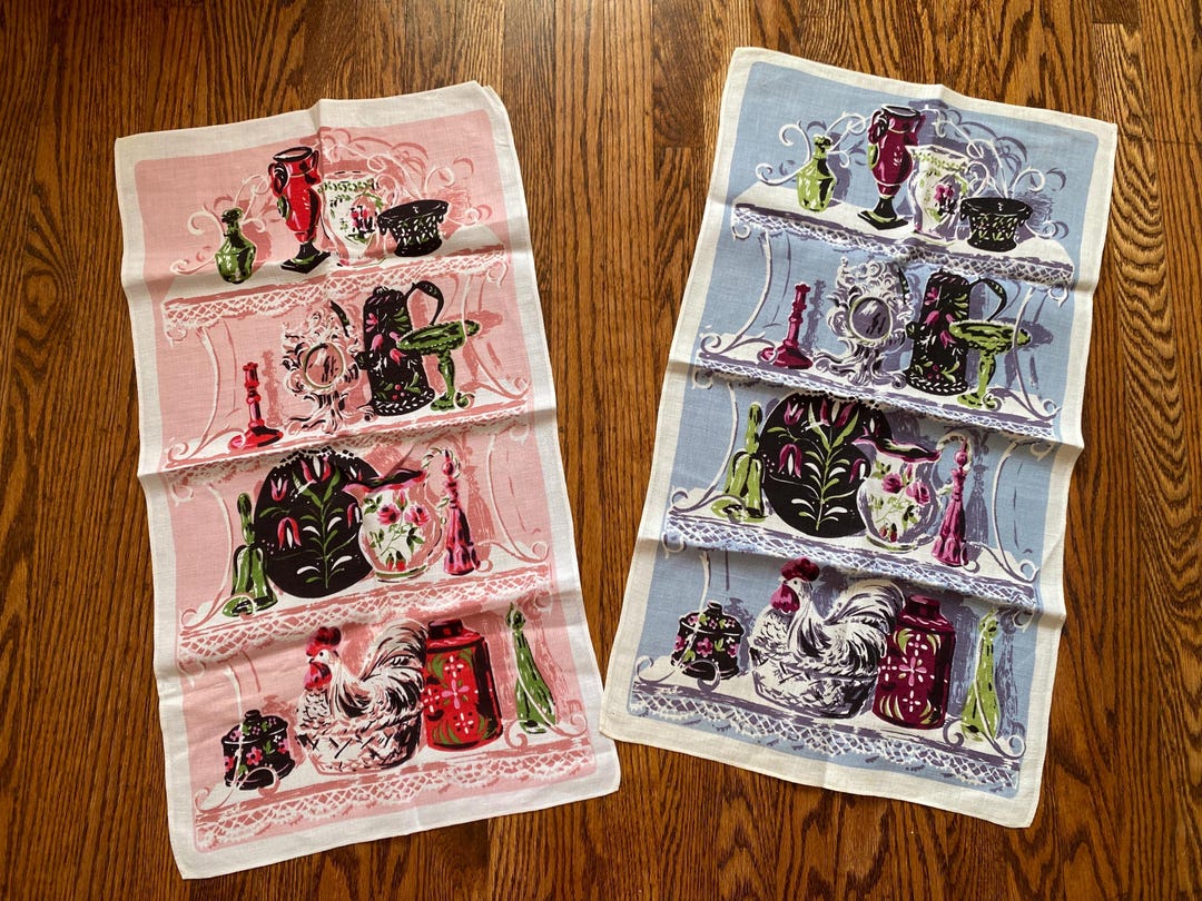 NOS 1950/60s Retro Chicken Linen Tea Towel, Linen Tea Towel, Retro Tea ...