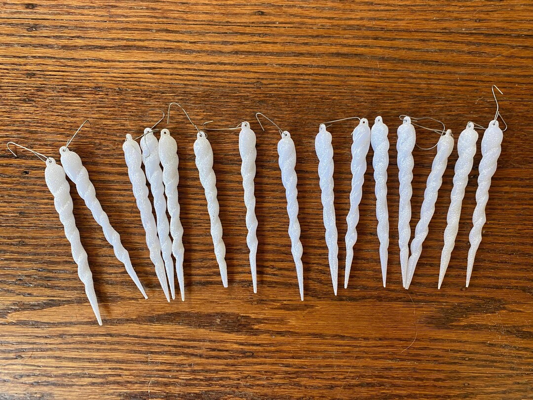 15 Mid Century Glittered Icicle Ornaments, Icicle Ornaments, Mid ...