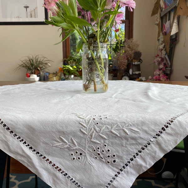 White Linen Tablecloth - Etsy