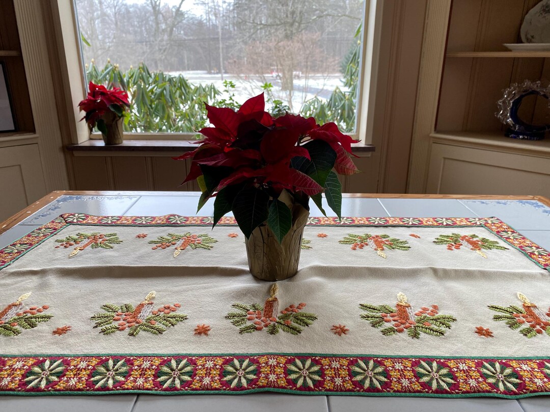 Vintage German Christmas Candle Table Runner, German Christmas Decor ...