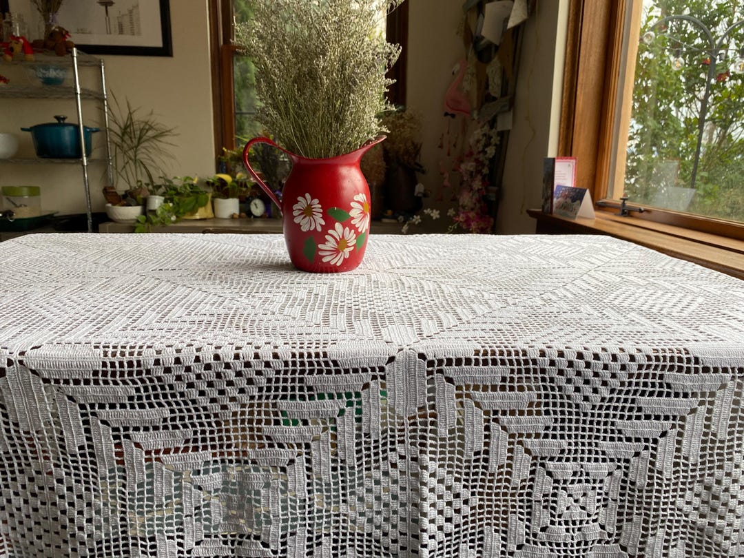 Vintage Hand Crochet Patchwork Tablecloth, Hand Crochet Tablecloth ...