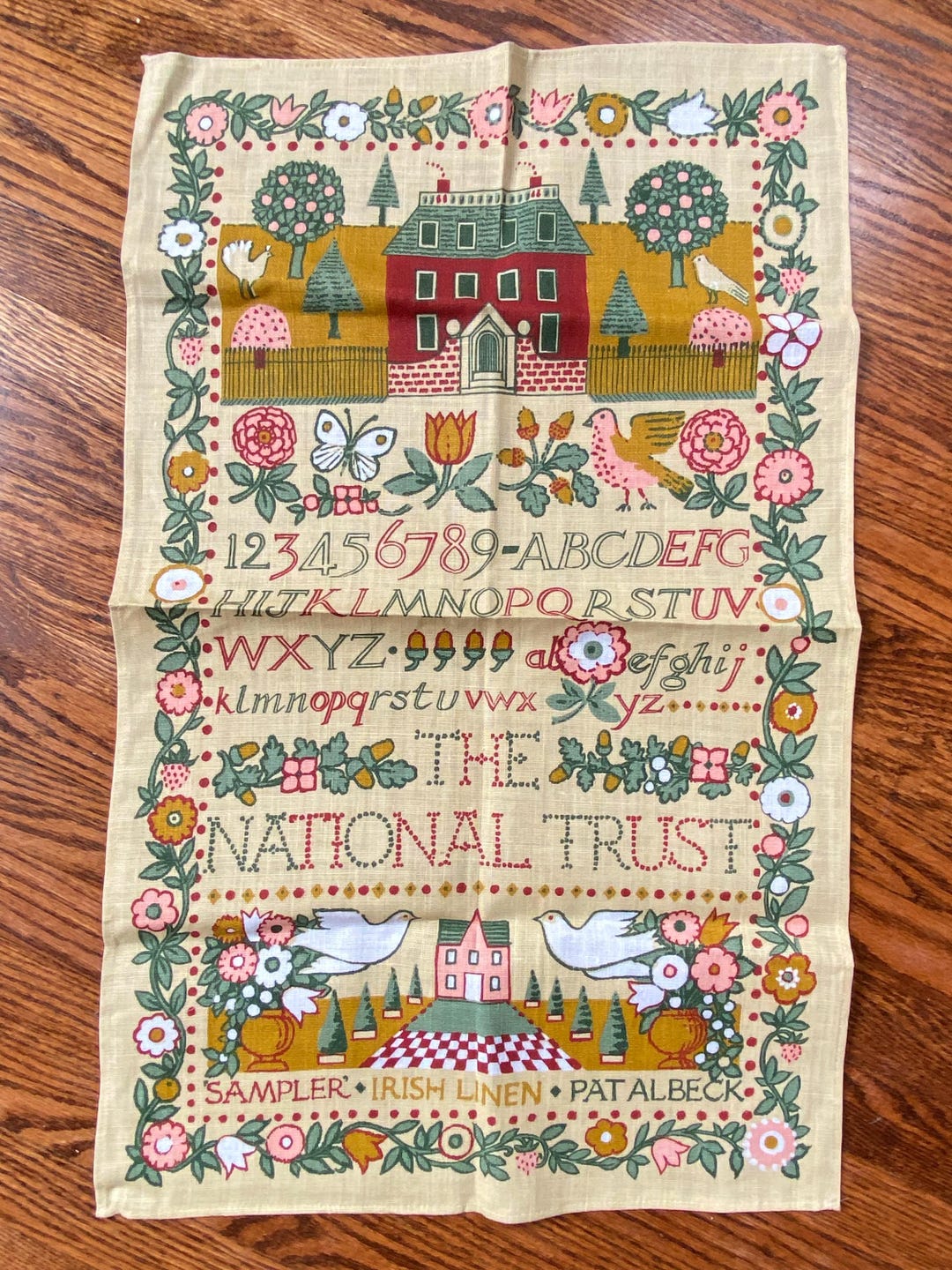 NOS Vintage Pat Albeck “A Sampler” Tea Towel, Irish Linen Tea Towel ...