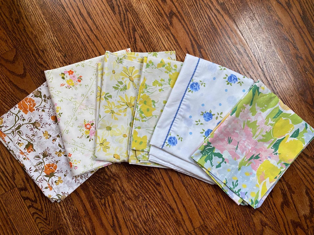 6 Mis-matched Mid Century Flower Power Pillowcases, Retro Bedroom ...