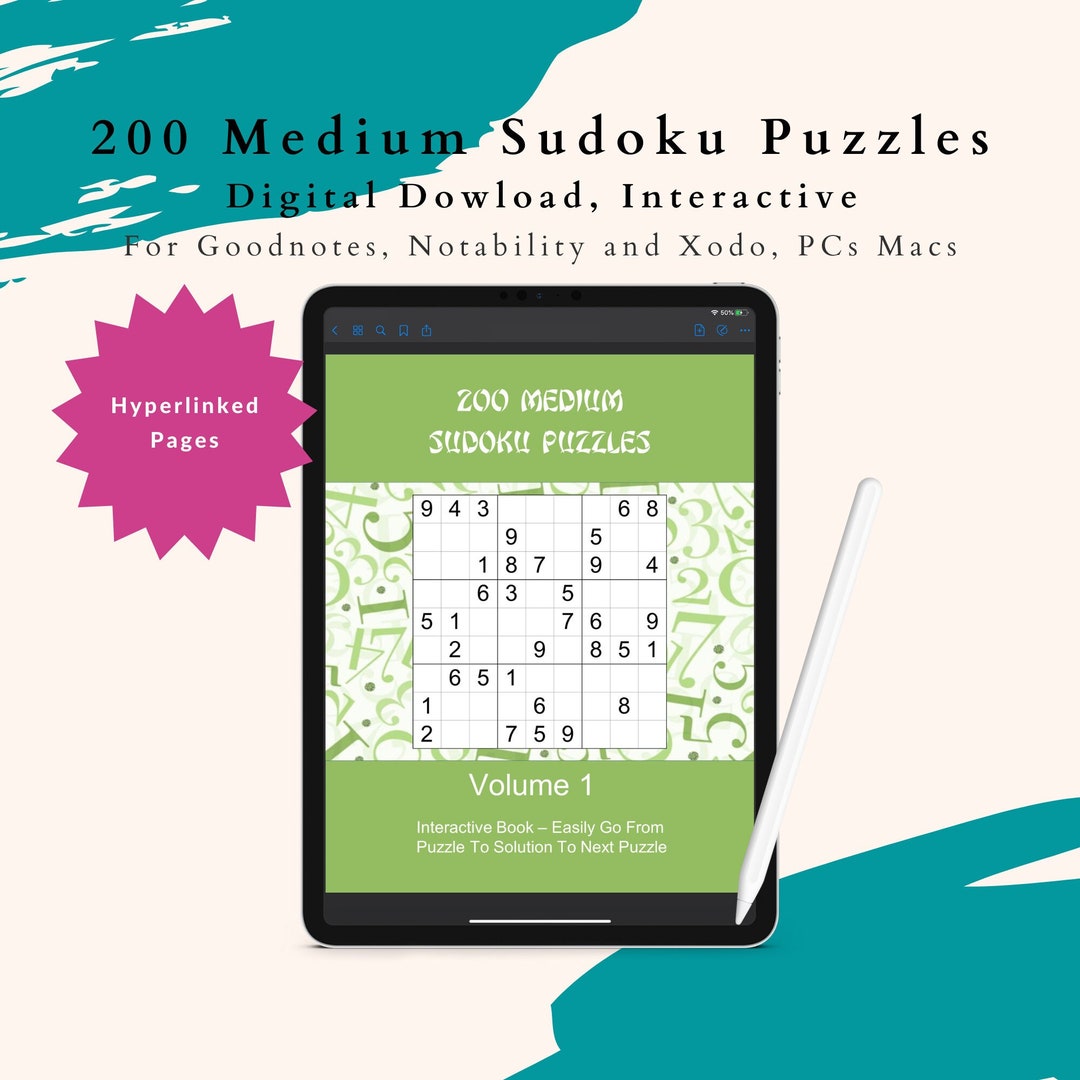200 Medium Sudoku Digital Download Puzzles - Ipad, Goodnotes, Digital ...