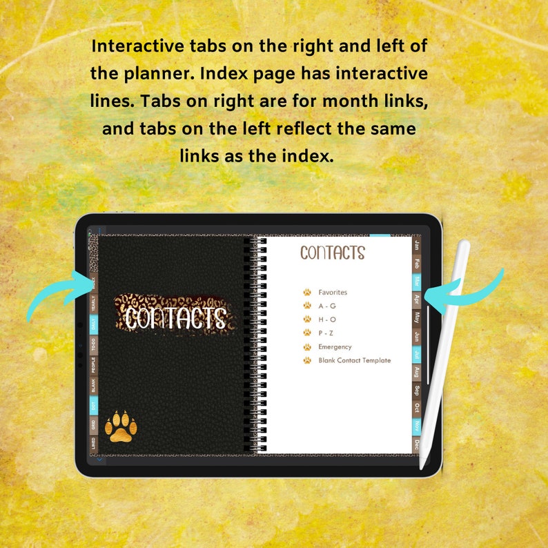Undated Weekly Planner - Leopard Theme - Digital Planner, Ipad ...