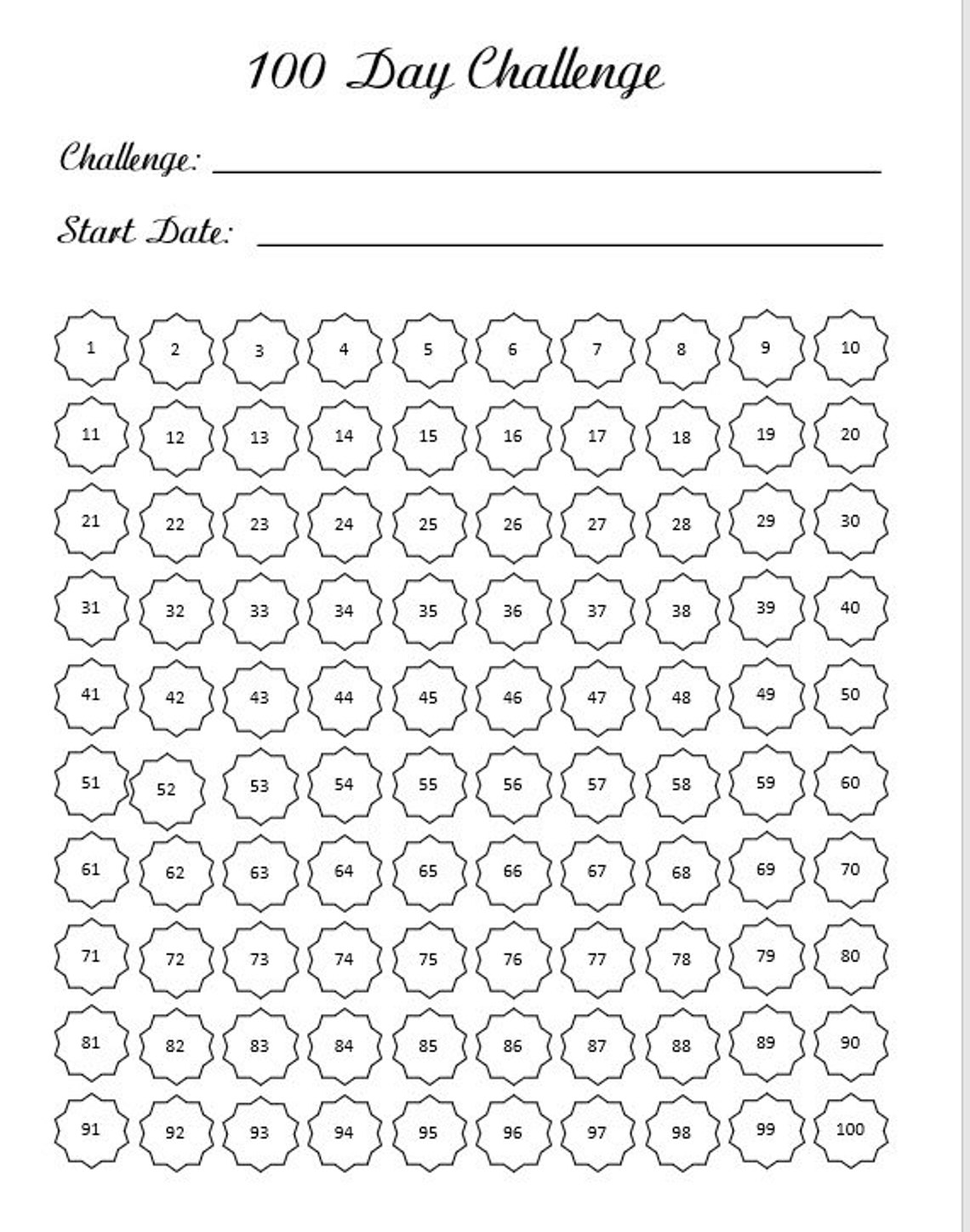 100 Days Challenge 100 Challenges Journal, Workbook, Tracker, Diary ...