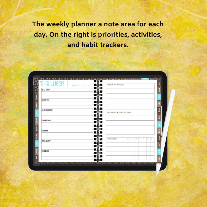 Undated Weekly Planner - Leopard Theme - Digital Planner, Ipad ...