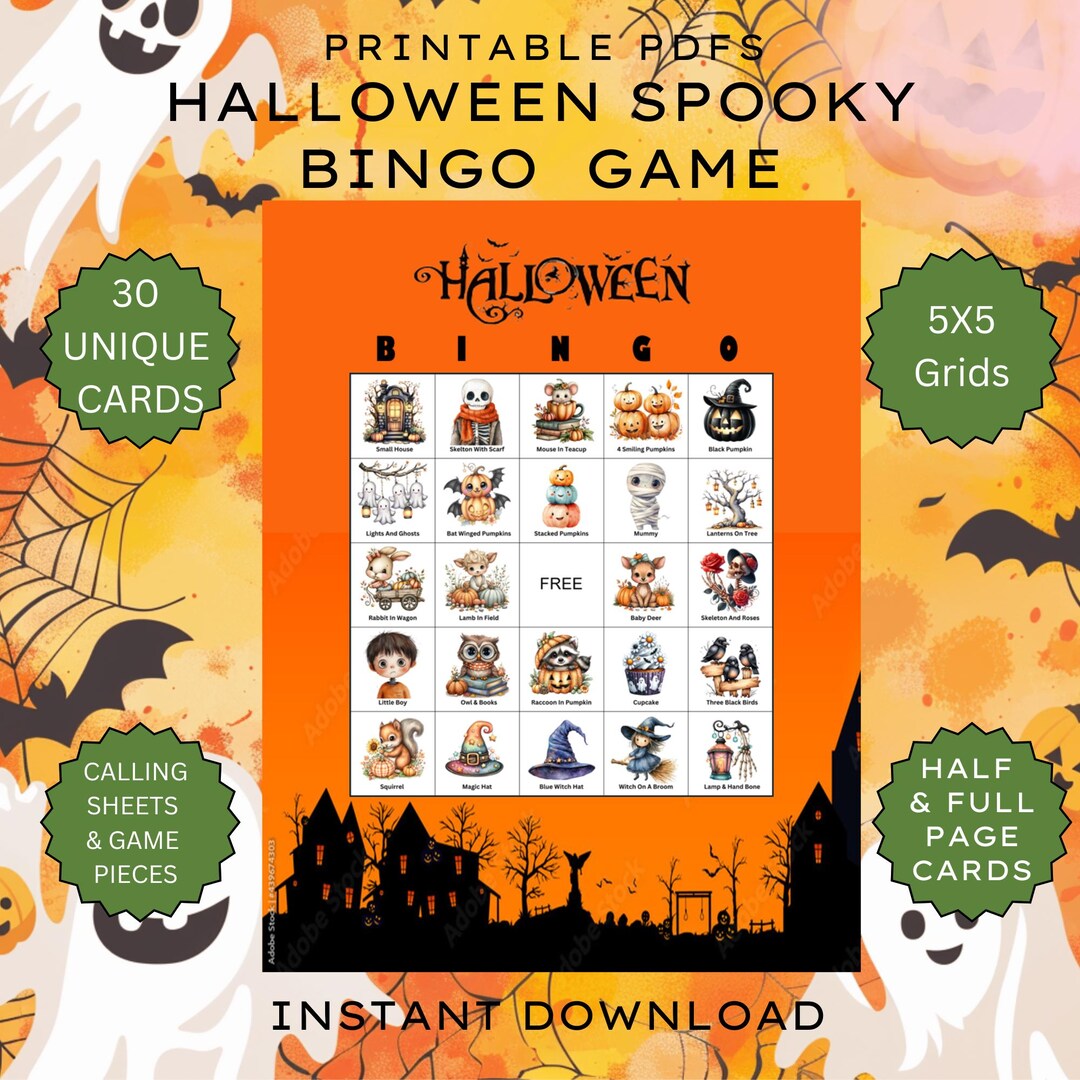 Halloween Bingo Game | Spooky Party, Kids & Adults (PDF) - Etsy