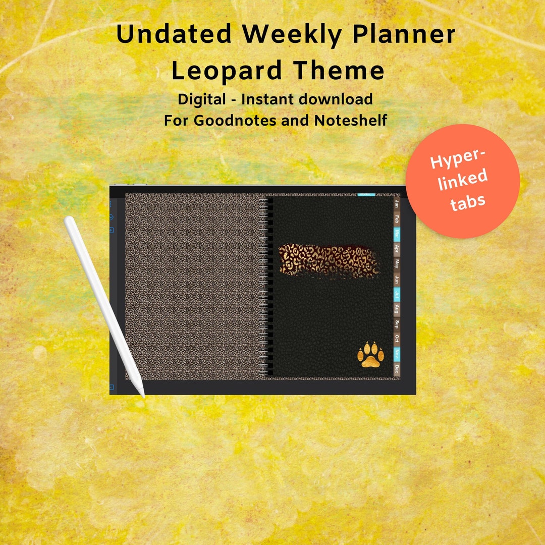 Undated Weekly Planner - Leopard Theme - Digital Planner, Ipad ...