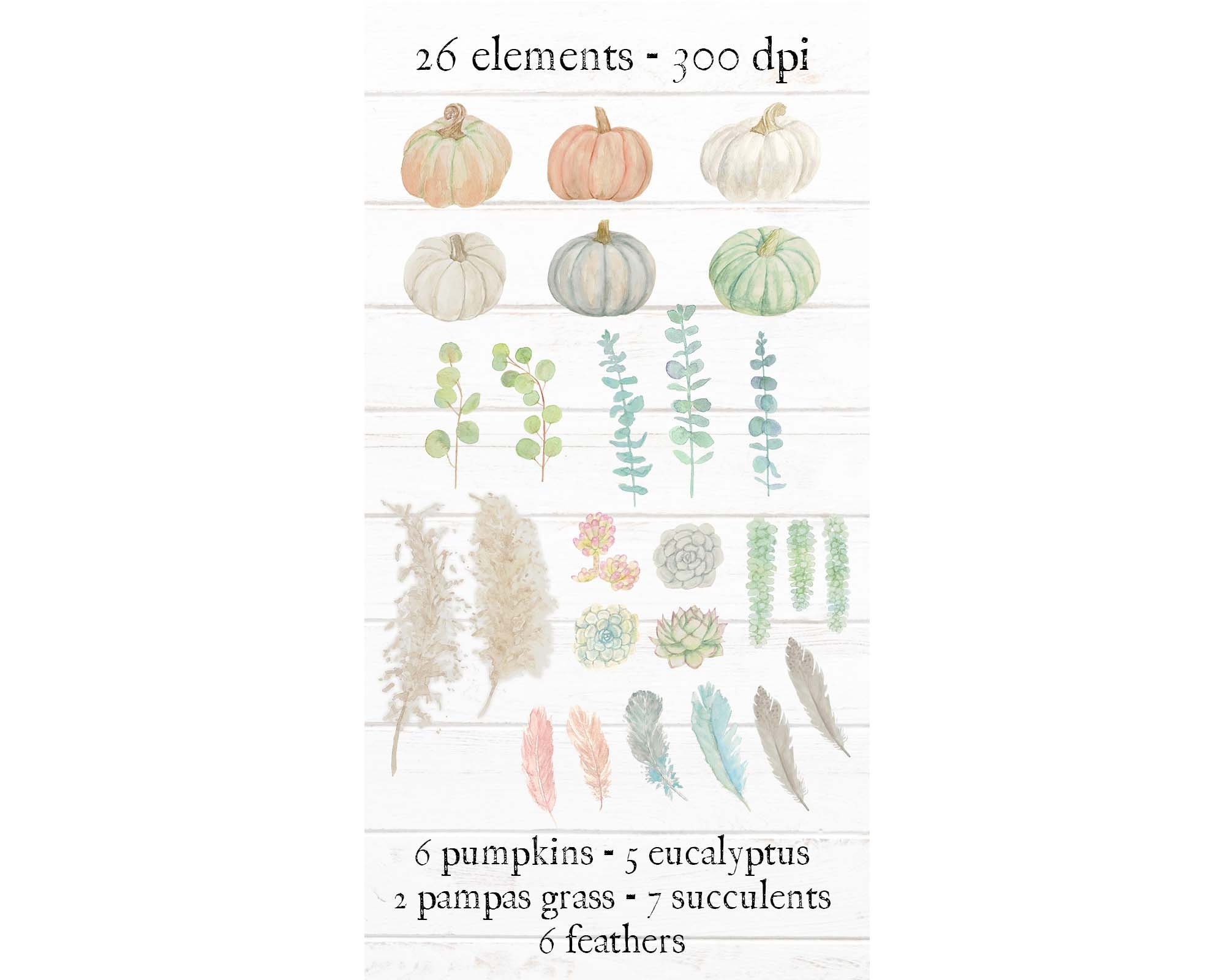 Boho Autumn Watercolor Clipart Digital Download - Etsy