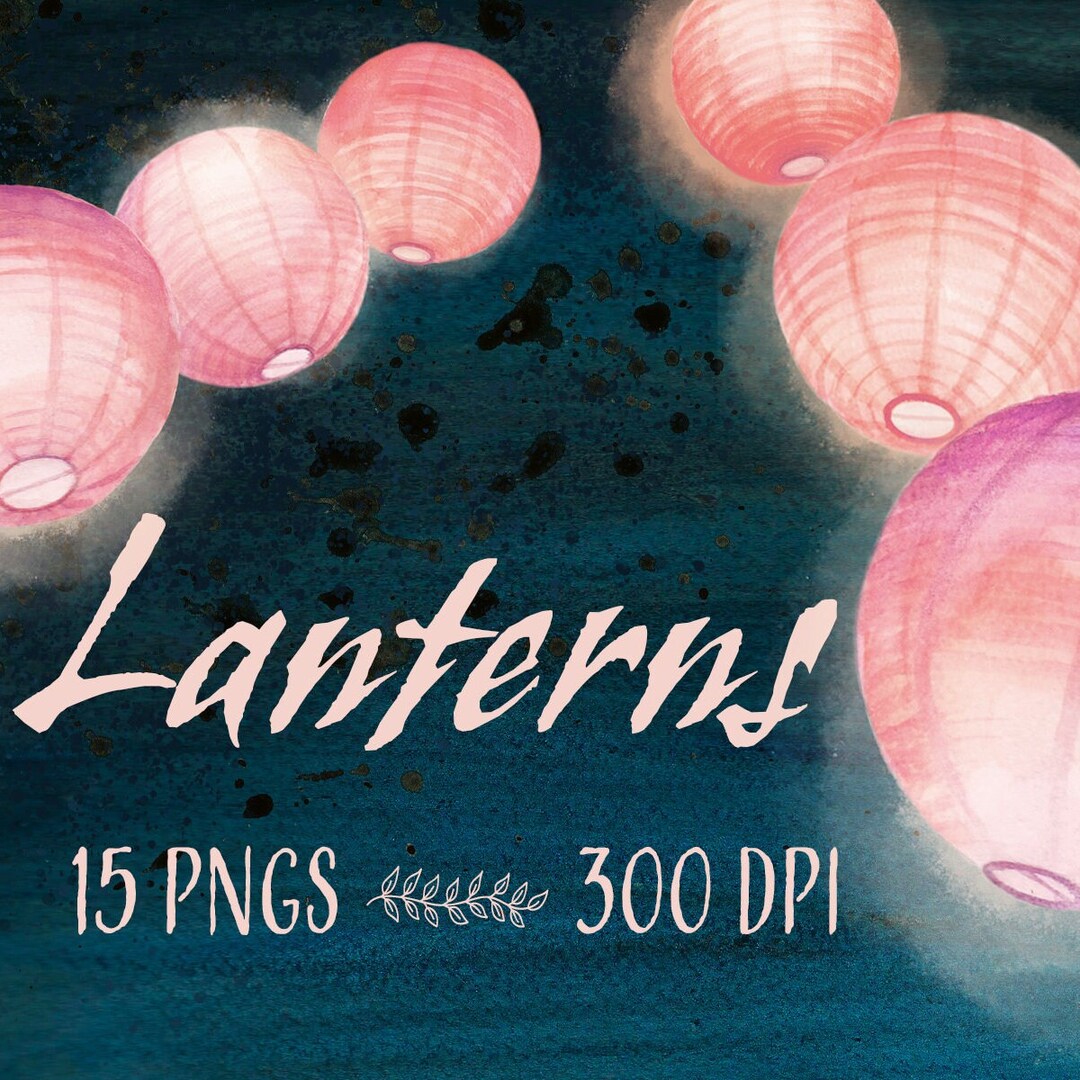 Lanterns Watercolor Clipart - Etsy