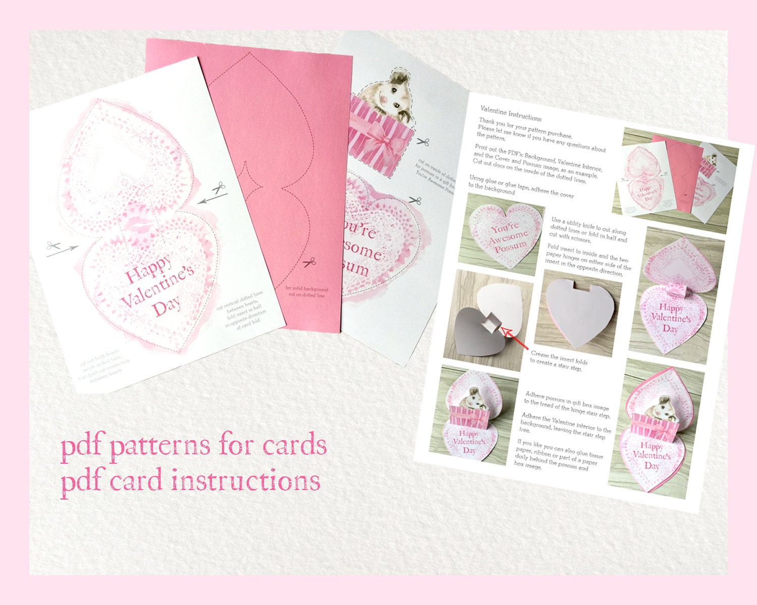 Easy DIY Pop-up Cute Animals Valentine Cards - Etsy