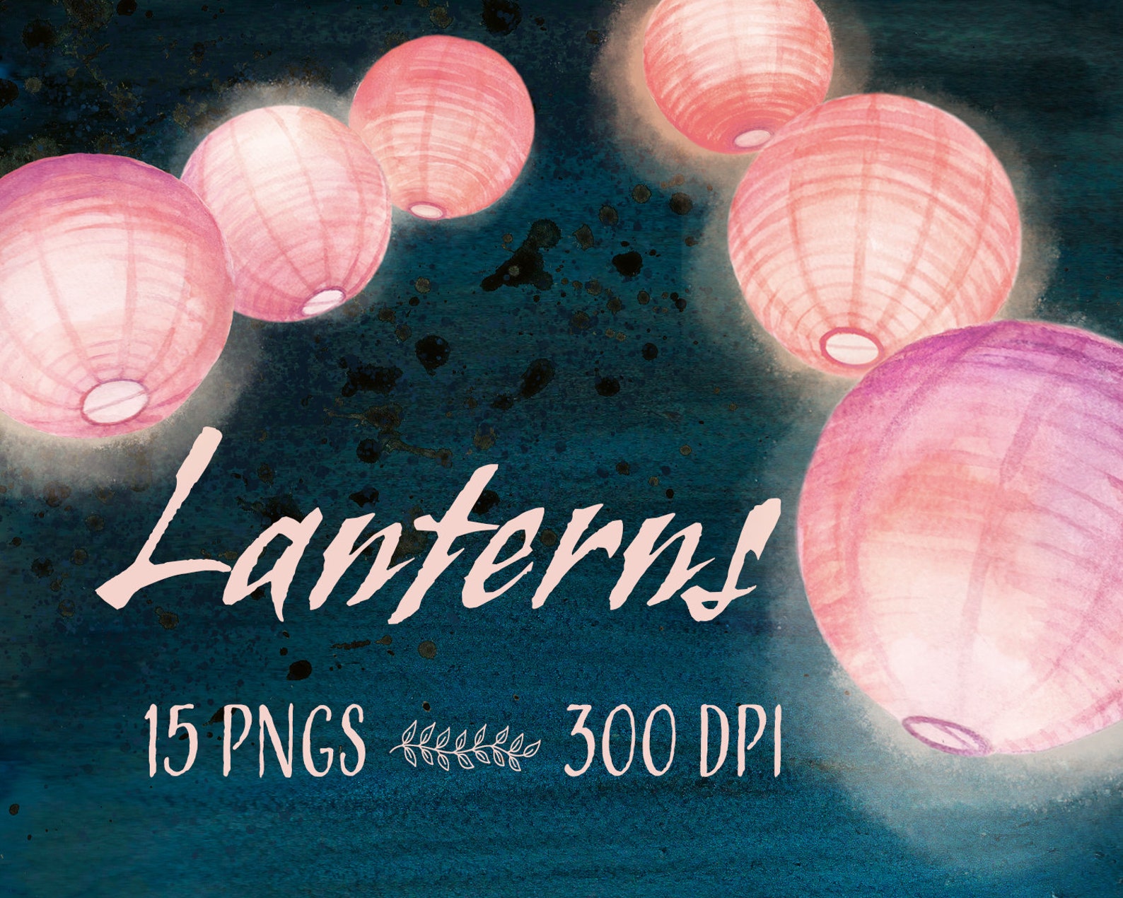 Lanterns Watercolor Clipart - Etsy