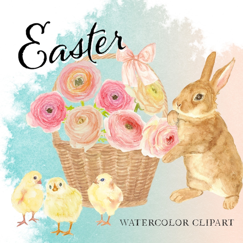 Easter Pastel Watercolor Clipart Digital Download - Etsy