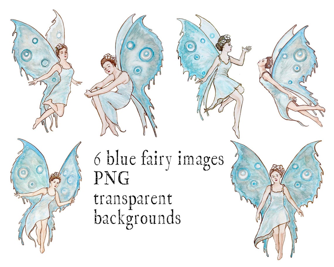 Blue Fairies Watercolor Clipart Digital Download - Etsy