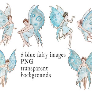 Blue Fairies Watercolor Clipart. Digital Download, PNG Images for ...