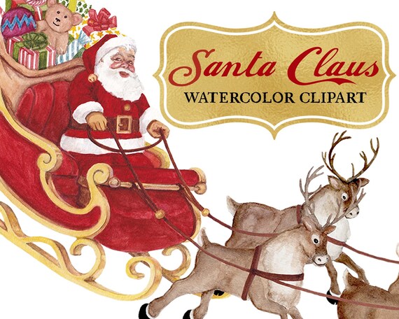 Santa Claus Watercolor Digital Download Clipart - Etsy
