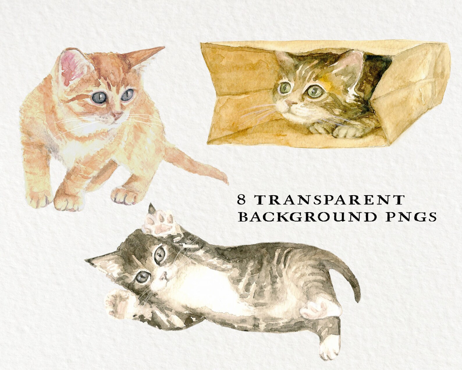 Kittens Hand-painted Digital Download Watercolor Clipart - Etsy