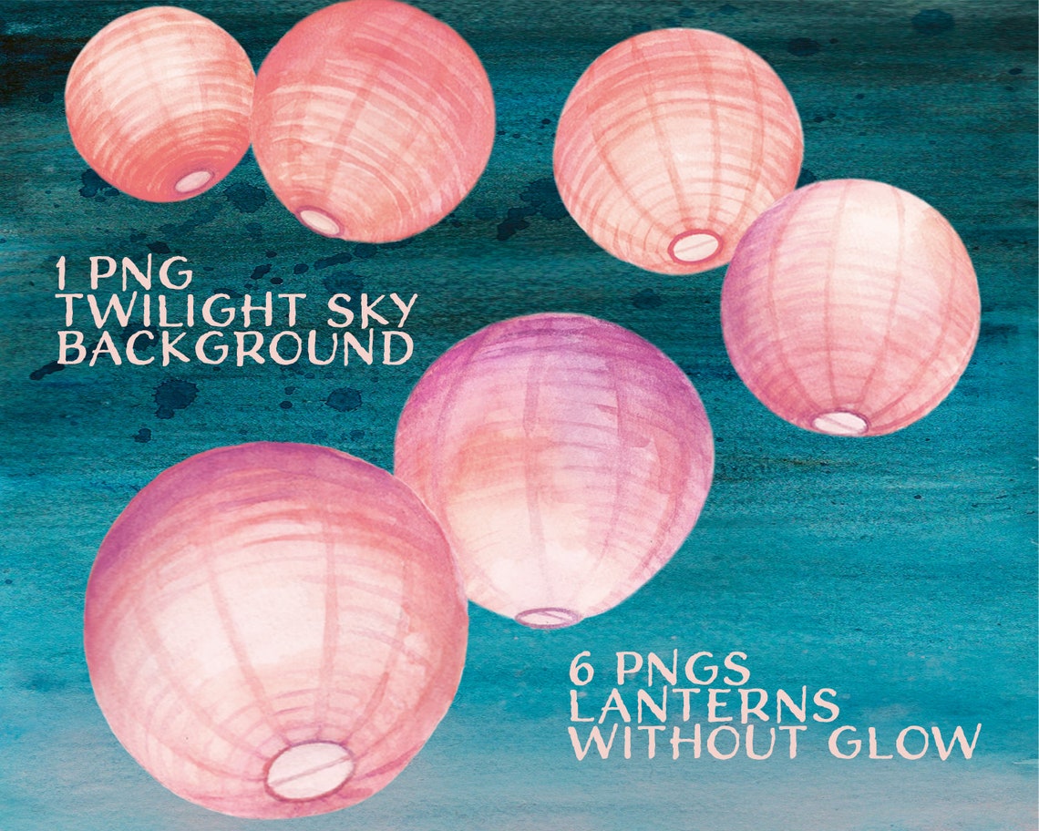 Lanterns Watercolor Clipart - Etsy