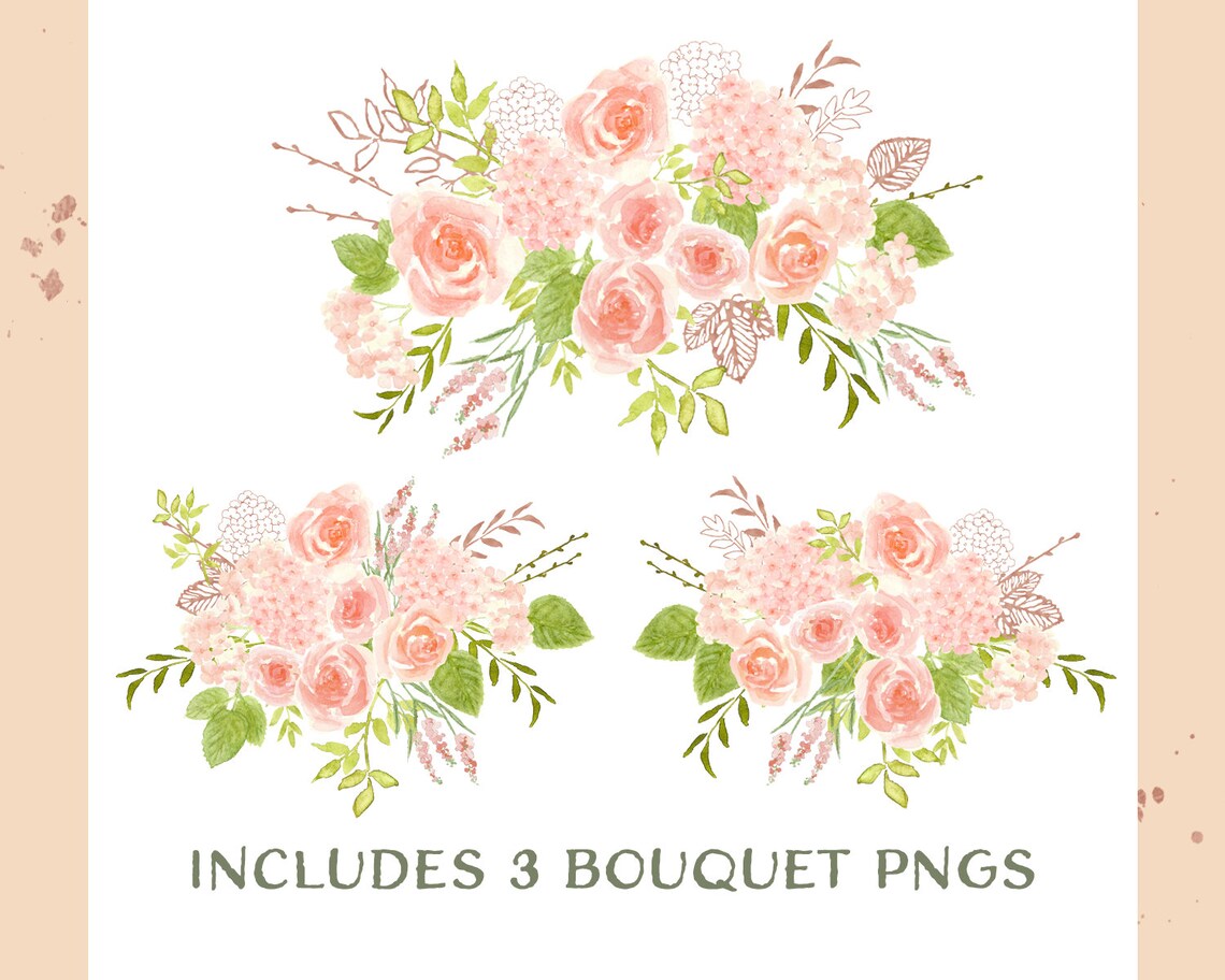Rose Gold Floral Watercolor Clipart - Etsy