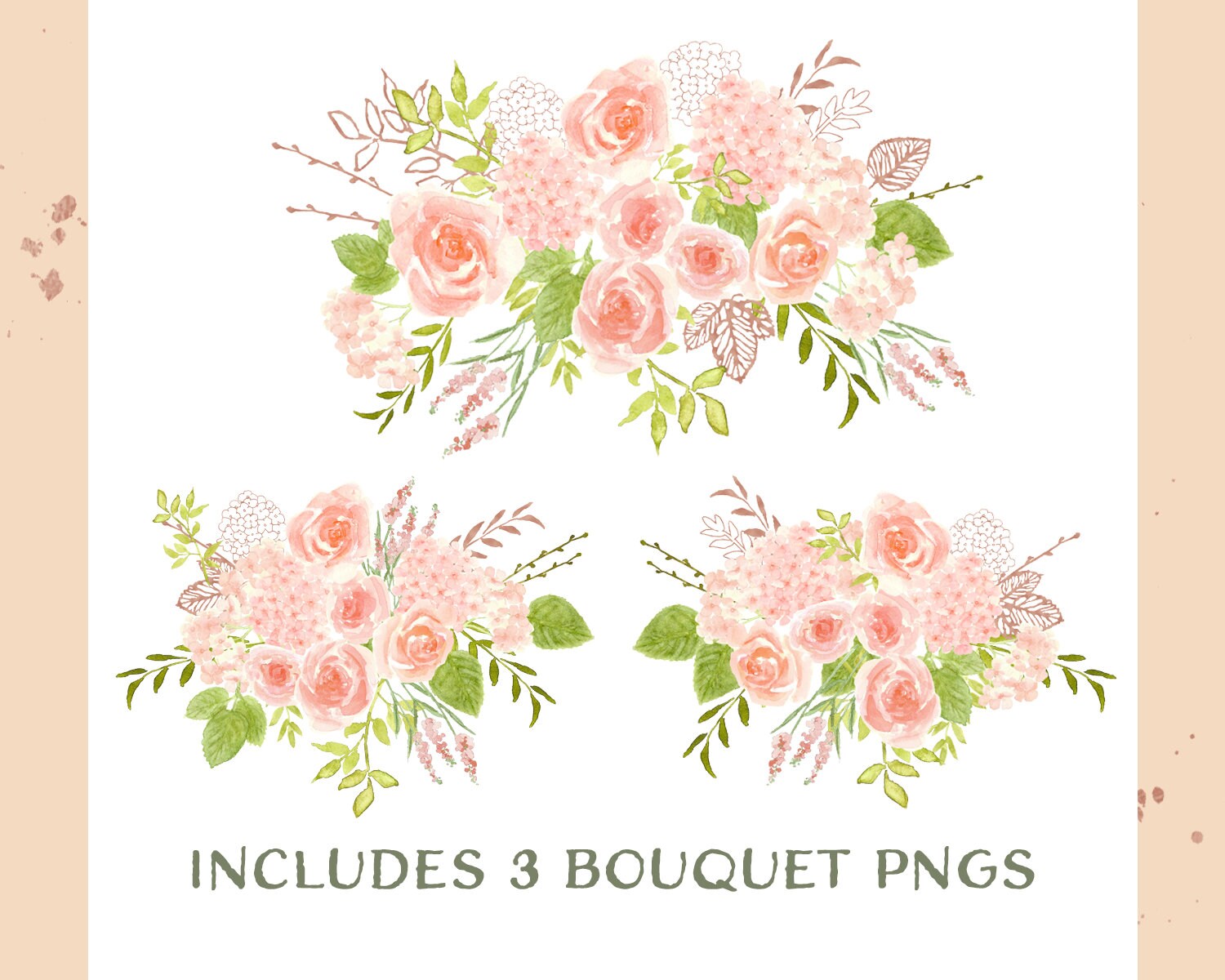 Rose Gold Floral Watercolor Clipart - Etsy
