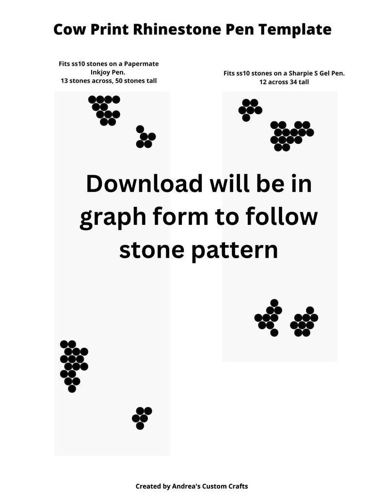 Cow Print Rhinestone Pen Template: SS10 Pattern, Chart, Instructions ...
