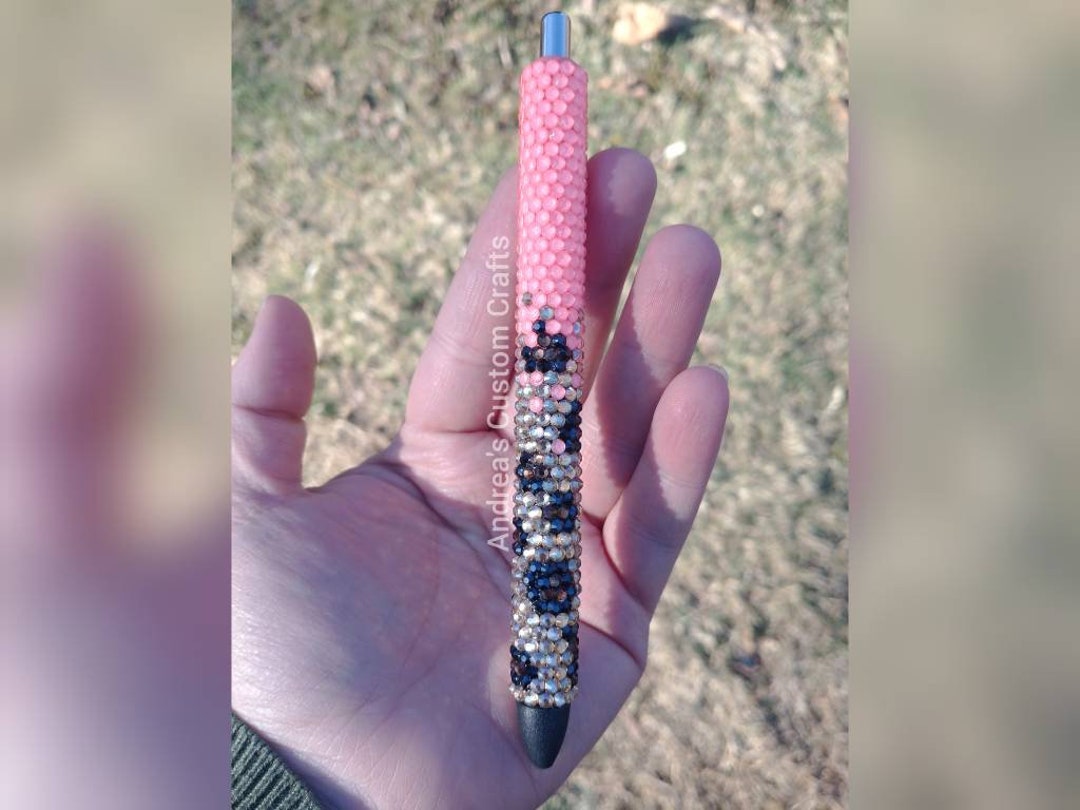 Neon Coral Ombre Leopard Print, Leopard Print Glass Rhinestone Pen ...