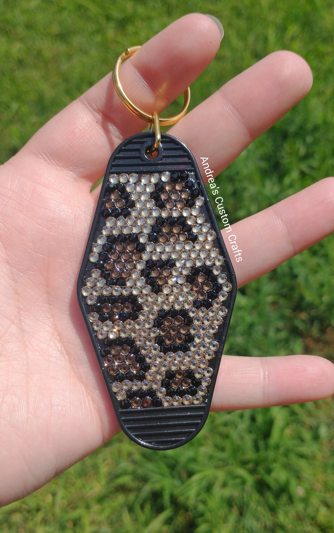 Leopard Print Rhinestone Hotel Keychain, Glass Rhinestones, Retro ...