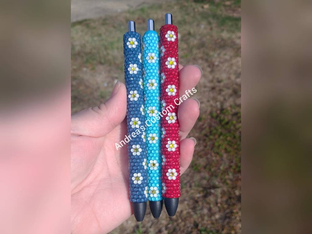 Frosted Daisy Rhinestone Pen: Handmade, Inkjoy, Refillable - Etsy