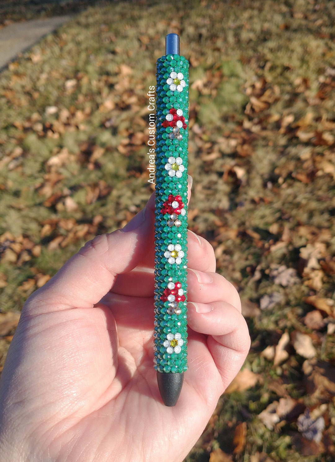 Mushroom & Daisy Glass Rhinestone Pen, Daisies, Floral, Bling Pen ...
