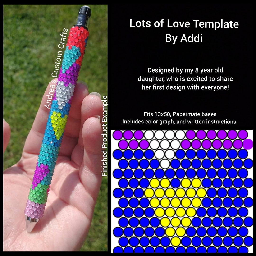 Lots of Love by Addi Rhinestone Pen Template, SS10 Rhinestone Template ...