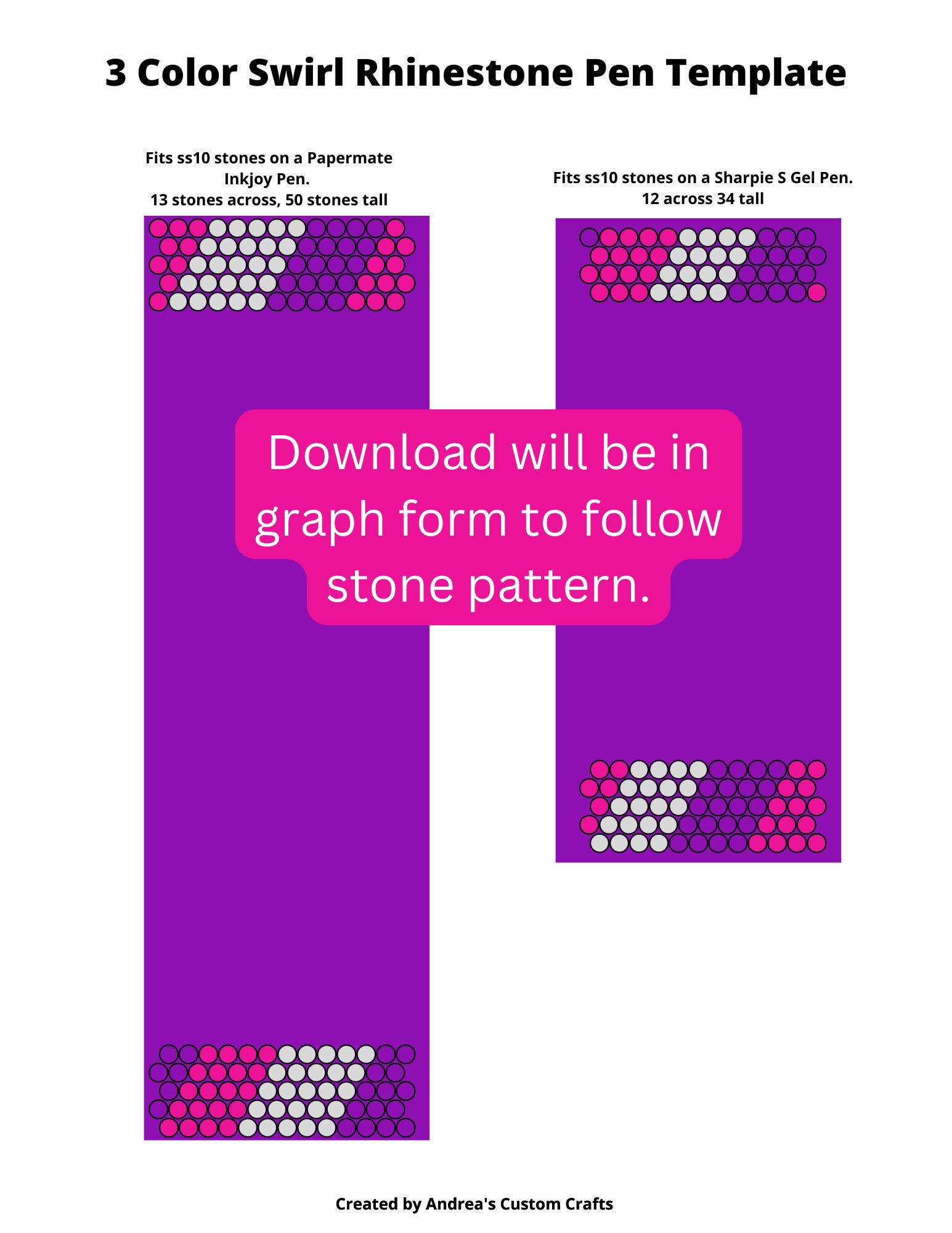 3 Color Swirl Rhinestone Template SS10 Rhinestone Template - Etsy