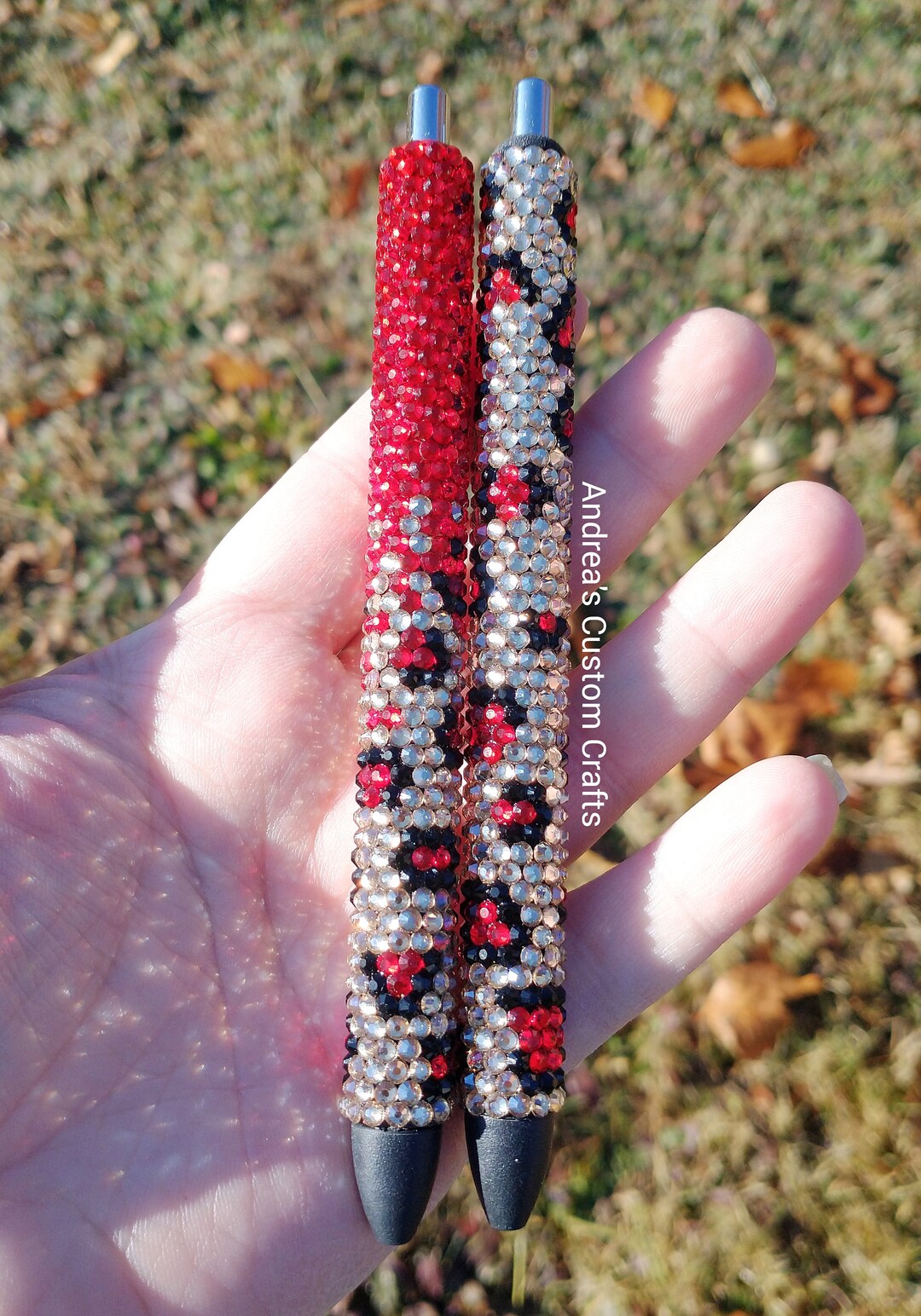 Ombre Red Leopard Print, Leopard Print Glass Rhinestone Pen, Medium ...