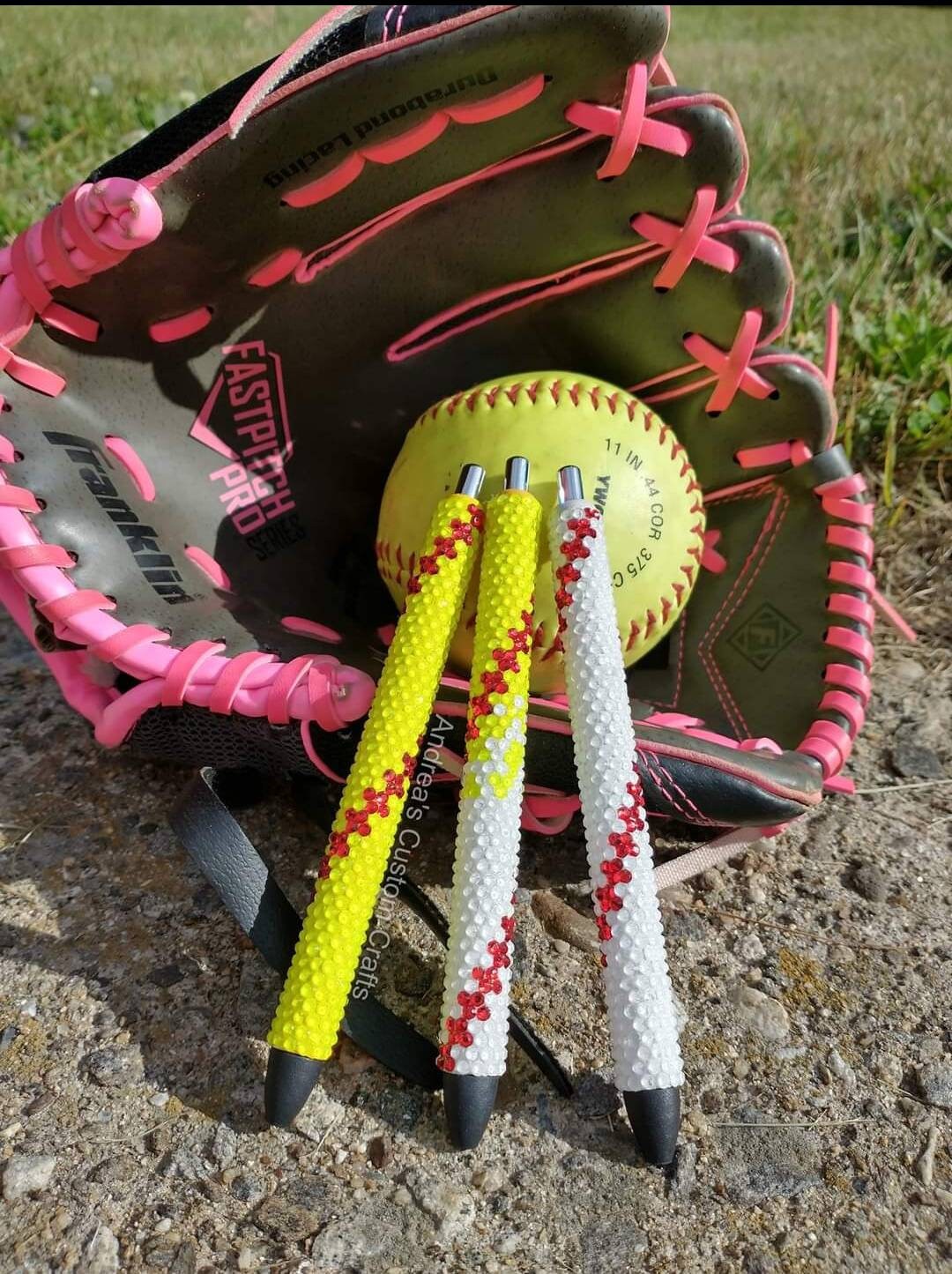 Softball Baseball Themed Glass Rhinestone Pen Medium Point - Etsy