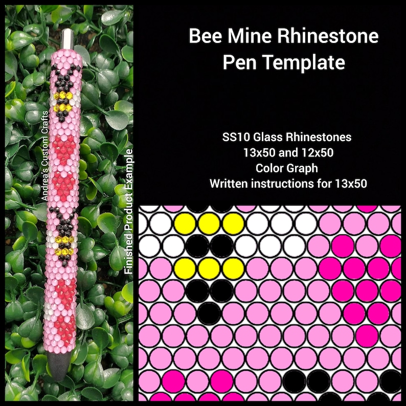 Bee Mine Rhinestone Template, SS10 Rhinestone Template, Instructions ...