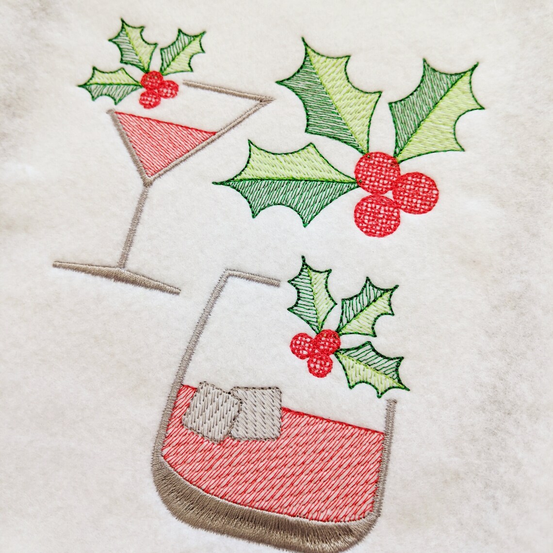 Holiday Cocktail Machine Embroidery Design Bundle - Etsy