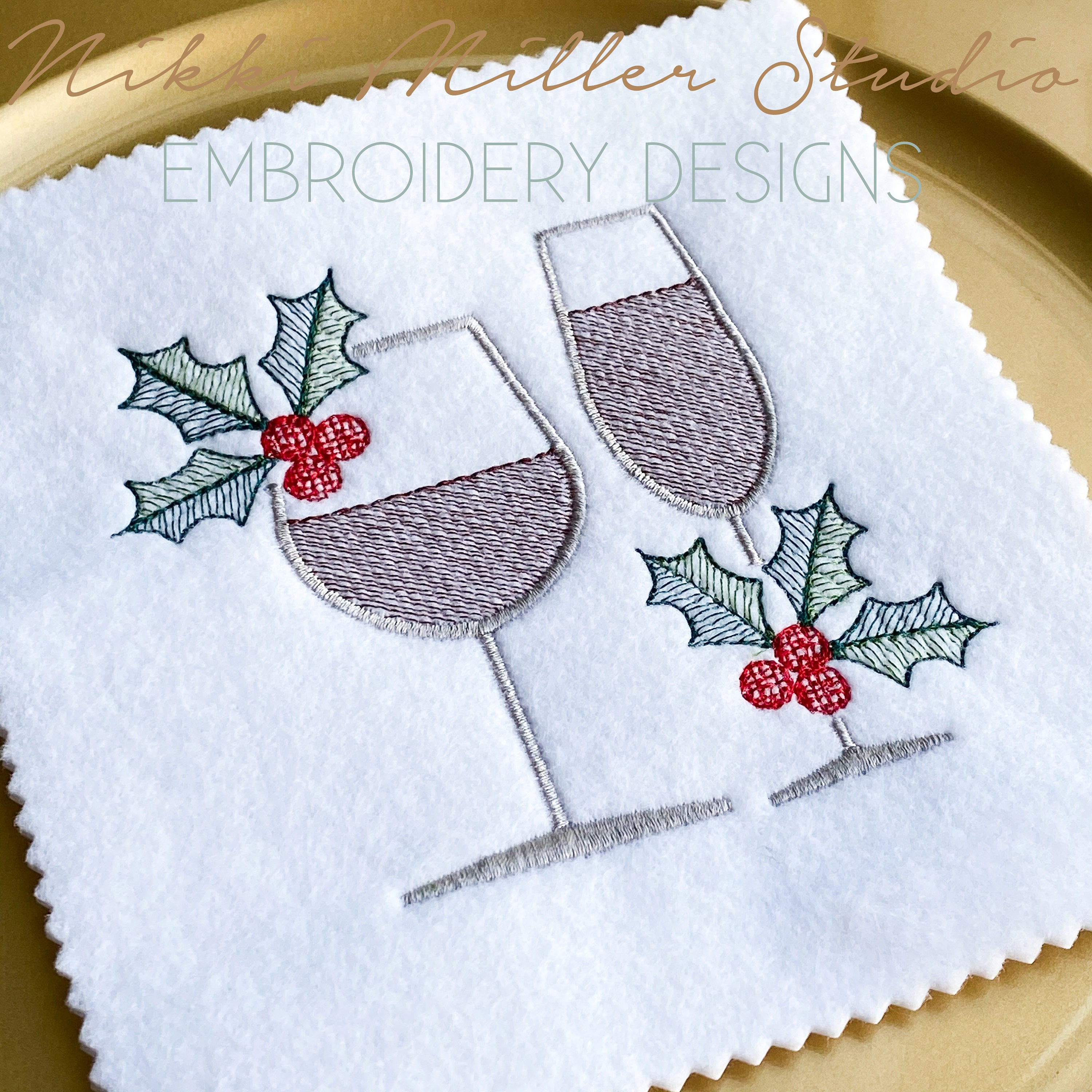 Machine Embroidery Wine Glass Embroidery Design Sketchy - Etsy