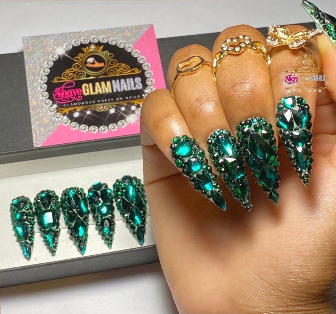 All Bling Press On Nails Fake Nails False Nails Bling Etsy