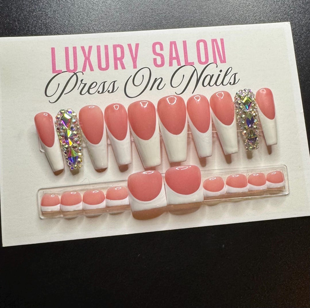 French Tip Nails & Toenails | Luxury Press on Nails - Etsy