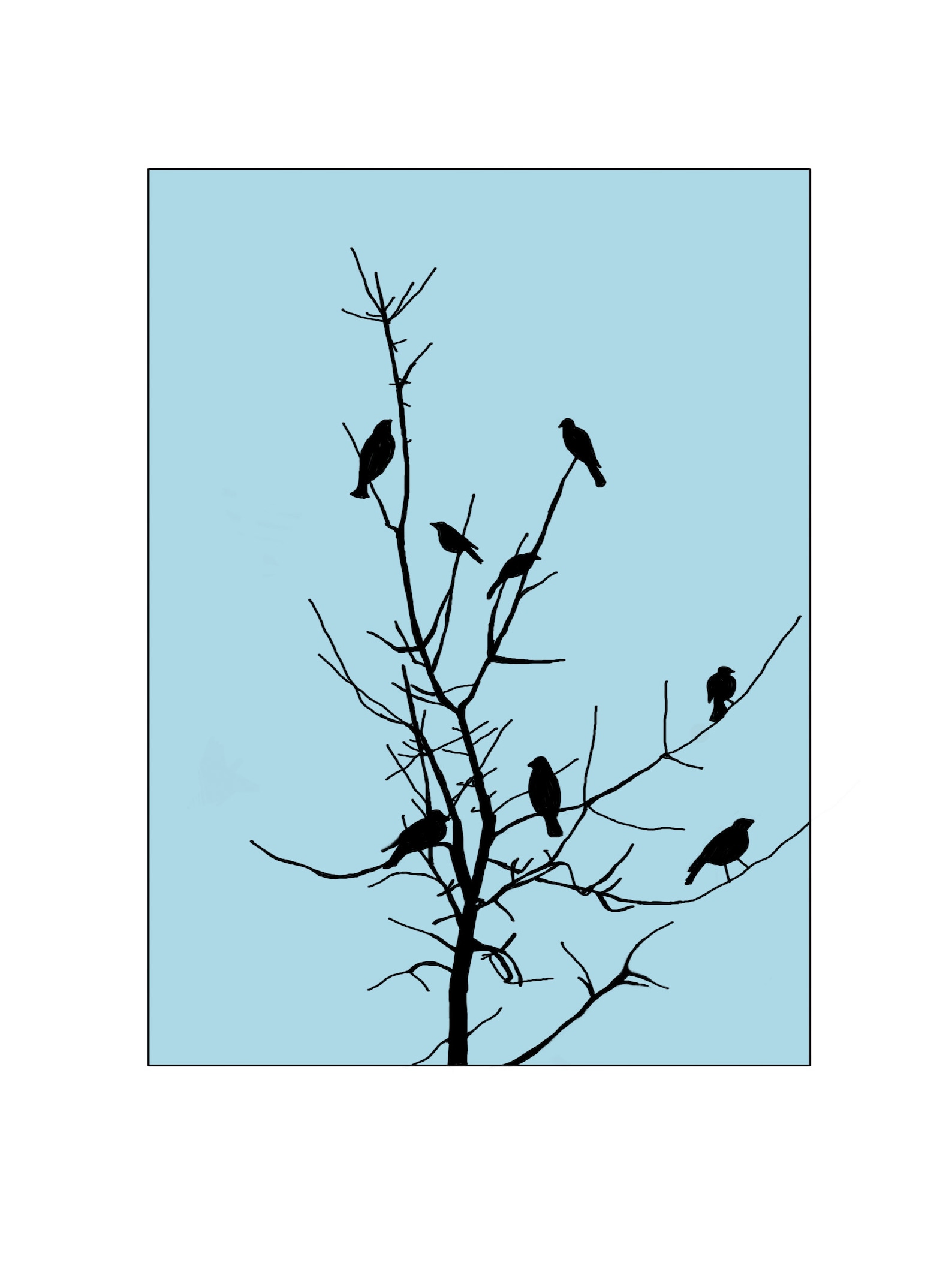 Birds in Tree Drawing- Digital Download - Etsy