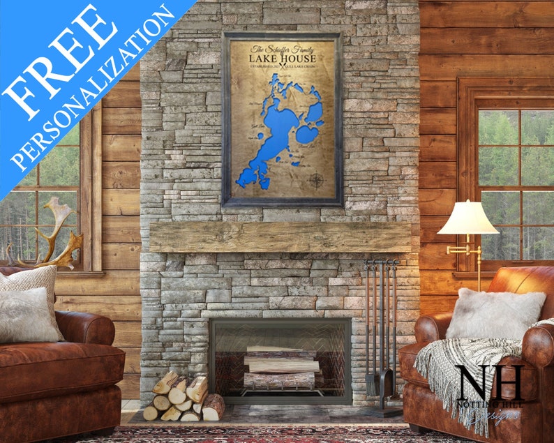 Restaurant Decor Sign Map Rustic Lake Seaside Add | Etsy