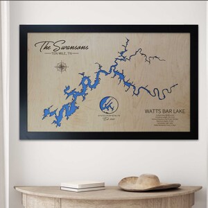 Lake House Decor Framed Wood Map Custom Lake Art 3 D - Etsy