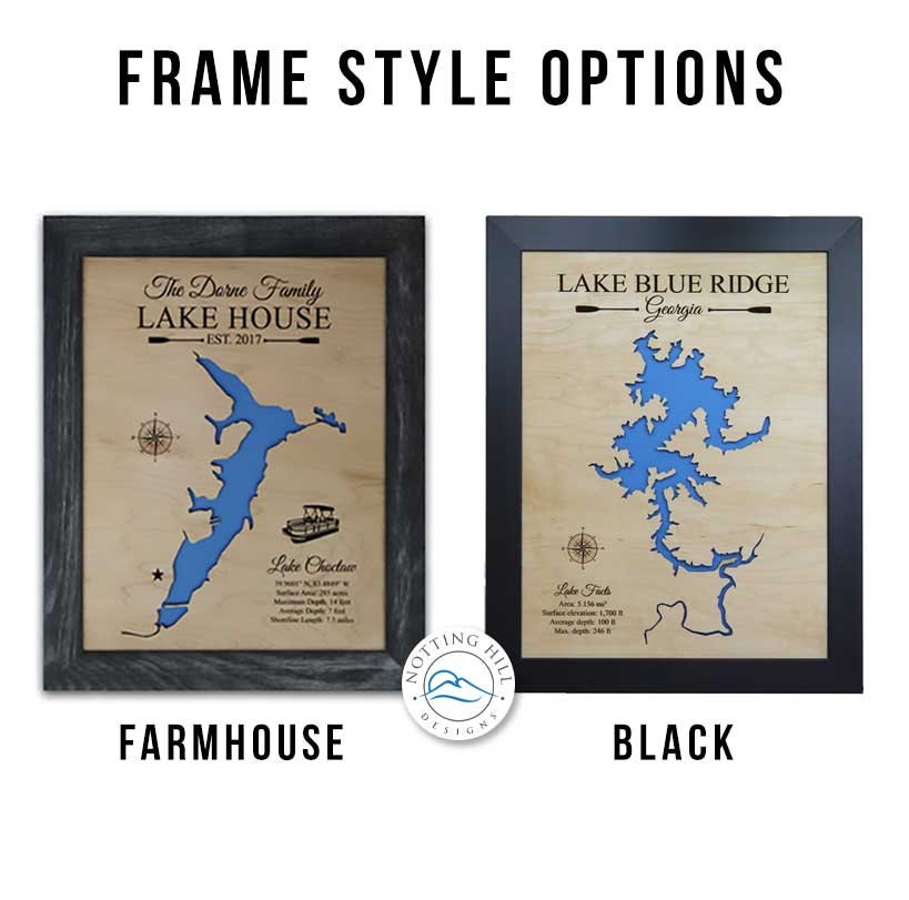 Lake House Decor Framed Wood Map Custom Lake Art 3 D - Etsy