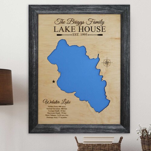 Custom Wood Engraved Lake Map - Etsy