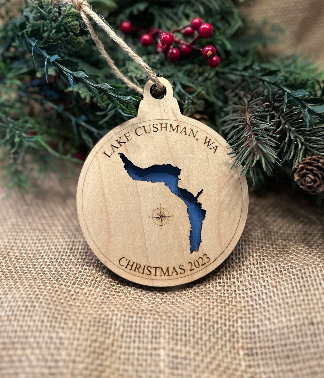 3D Lake Depth Map Christmas Ornament, Personalized Lakehouse Ornaments ...
