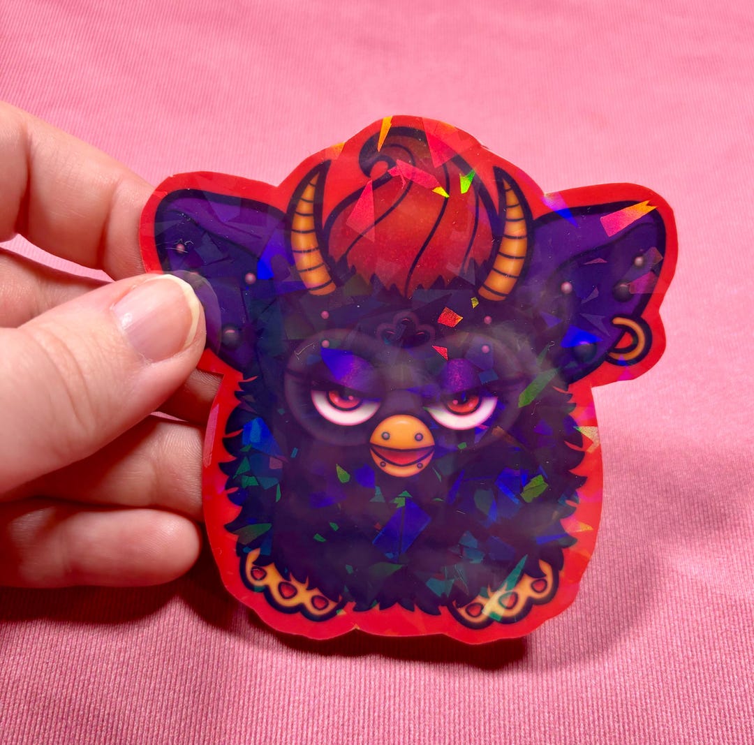 Goth Furby: Holographic Vinyl Sticker - Etsy