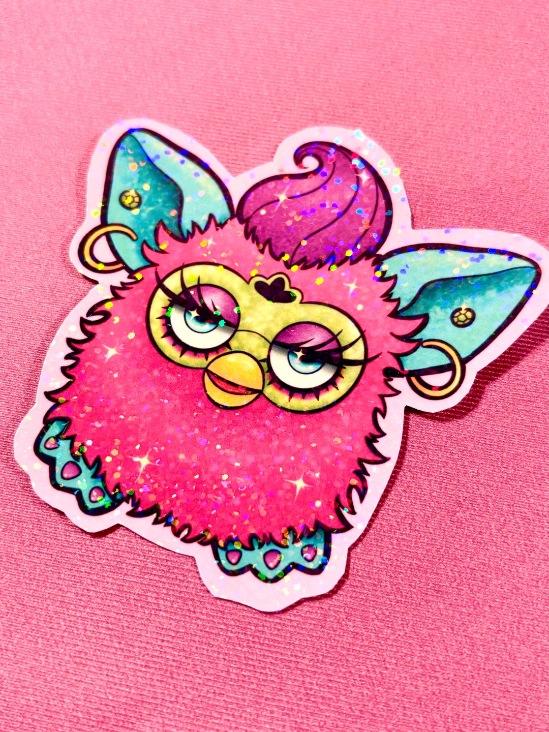Yassified Furby: Holographic Vinyl Sticker - Etsy